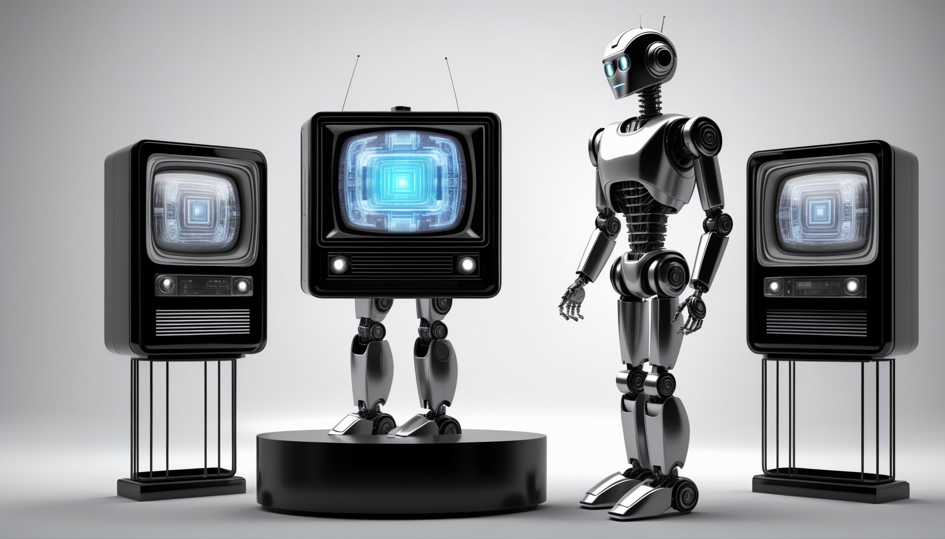 Robot, AI, Artificial Intelligence, Old Tube TV, Black and White TV ...