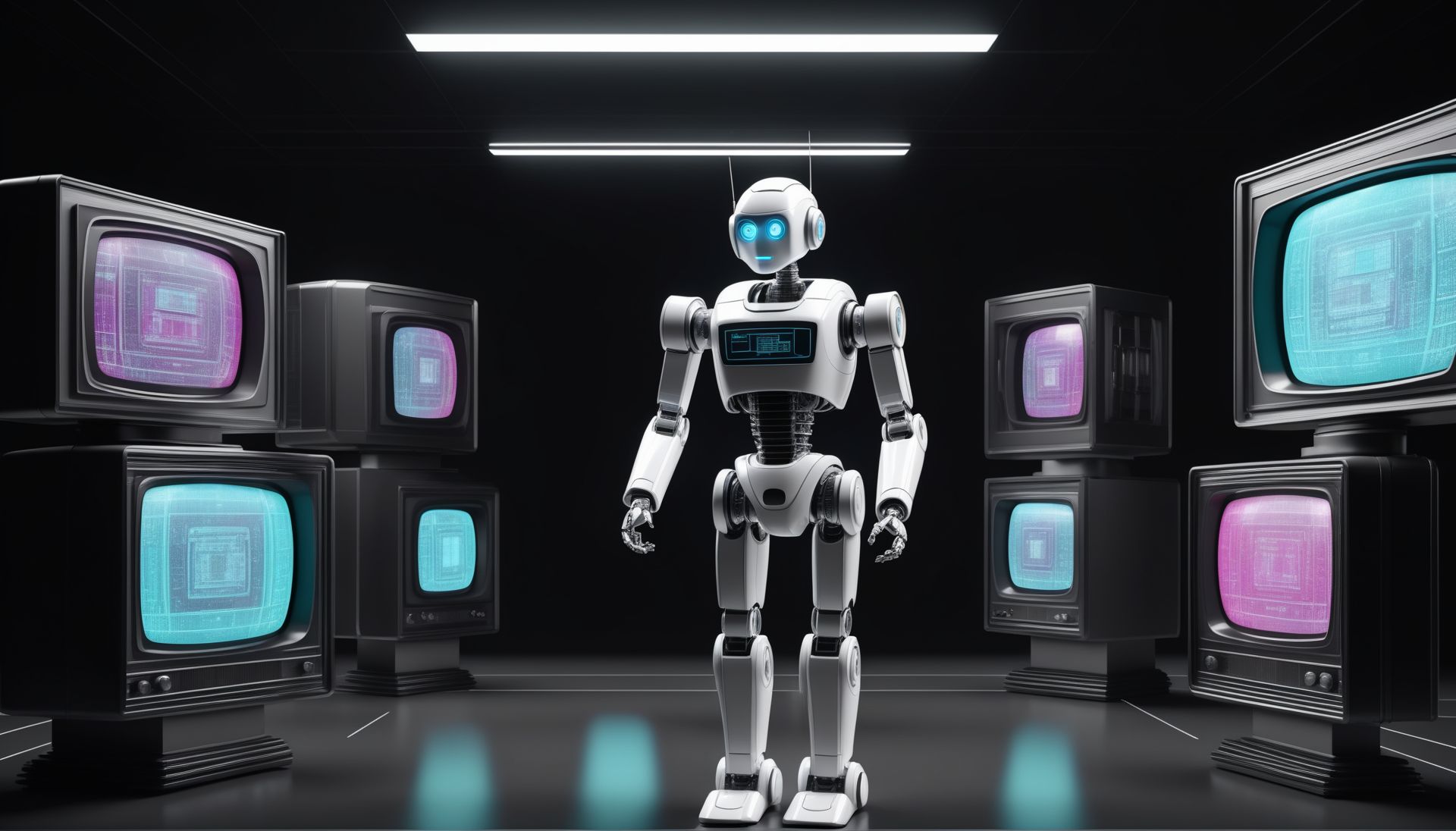 Robot, AI, Artificial Intelligence, Old Tube TV, Black and White TV ...