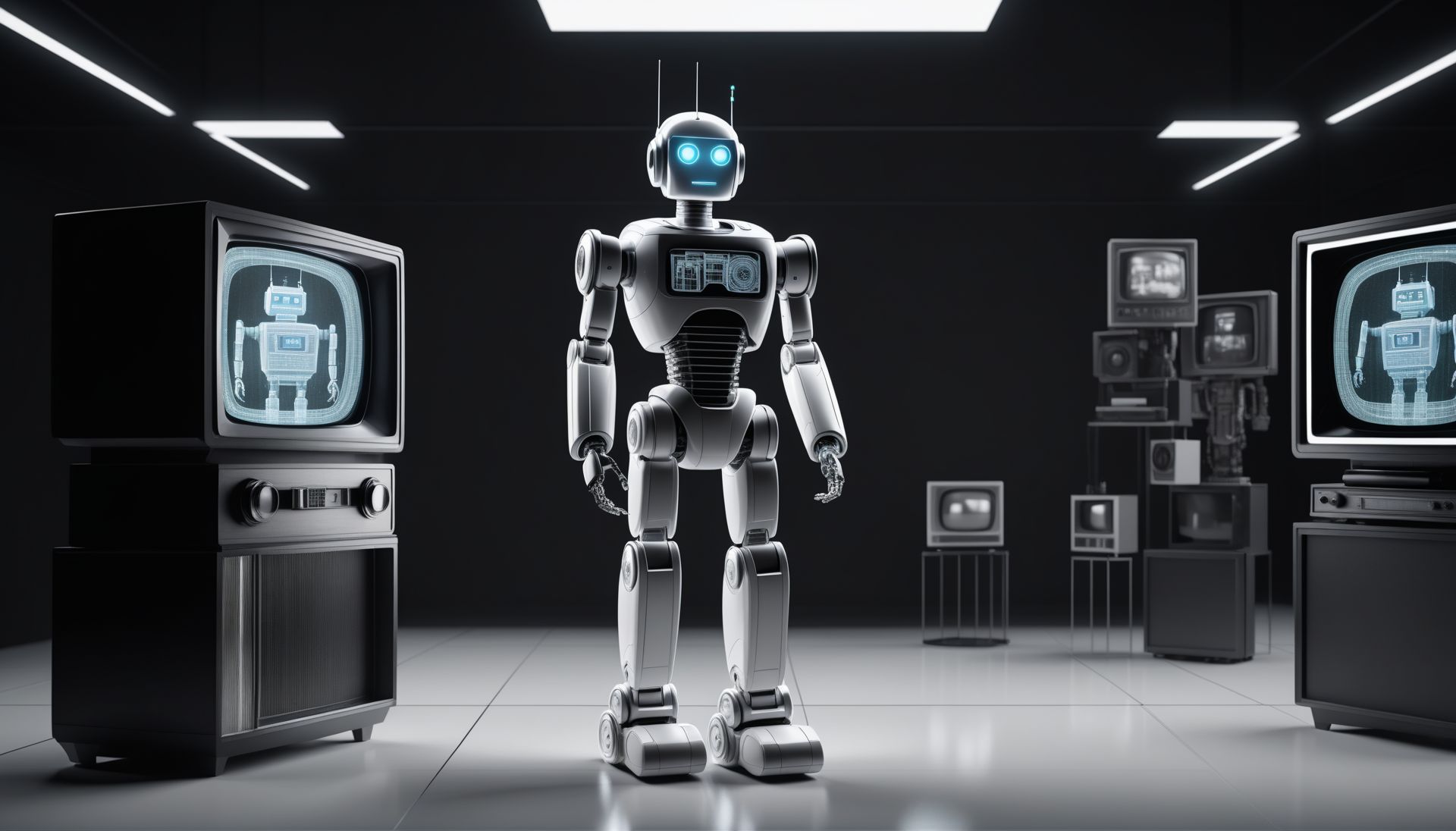 Robot, AI, Artificial Intelligence, Old Tube TV, Black and White TV ...