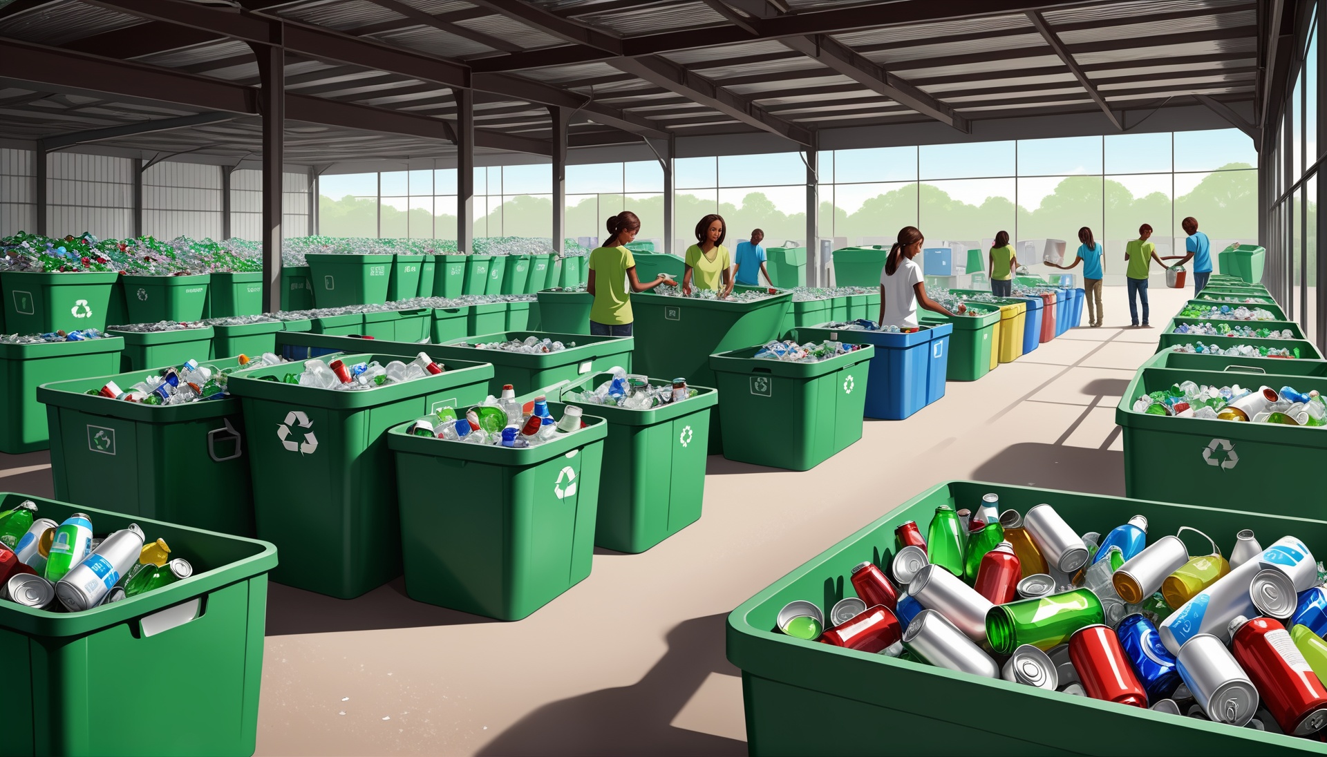 People, recycling bottles, and cans at a ,recycling, digital art - Stable Diffusion Prompts ...