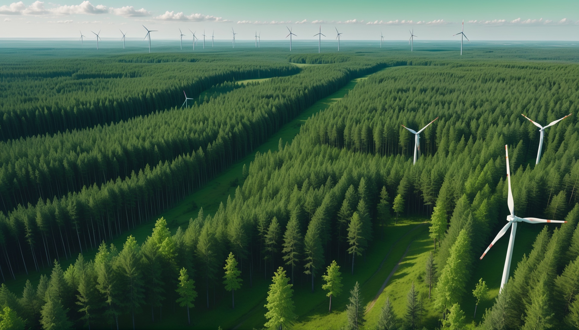 Aerial view, green forest, wind turbines - Stable Diffusion Prompts ...