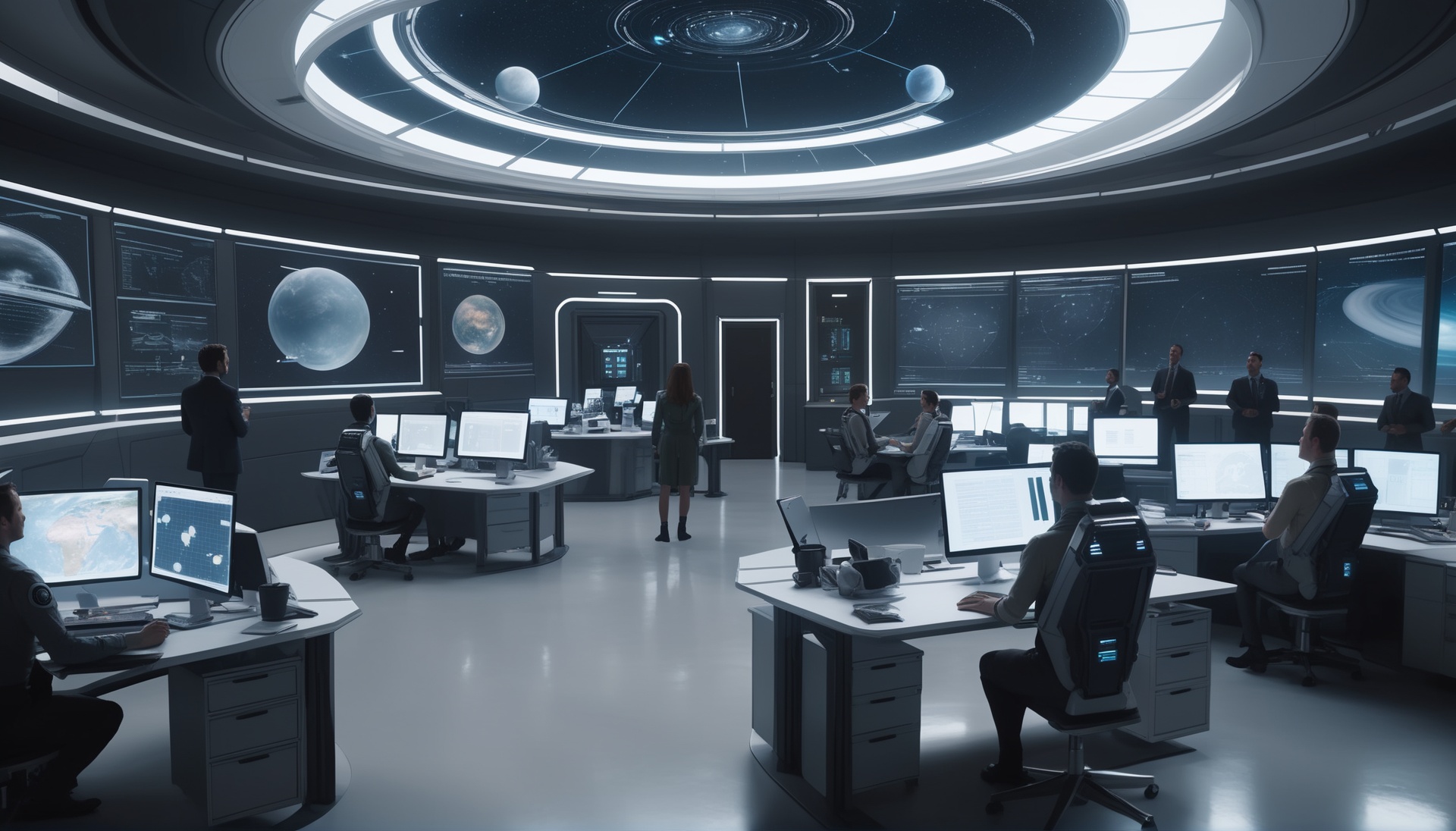 interstellar, office, space, desks orbiting, planetary conference rooms - Stable Diffusion ...