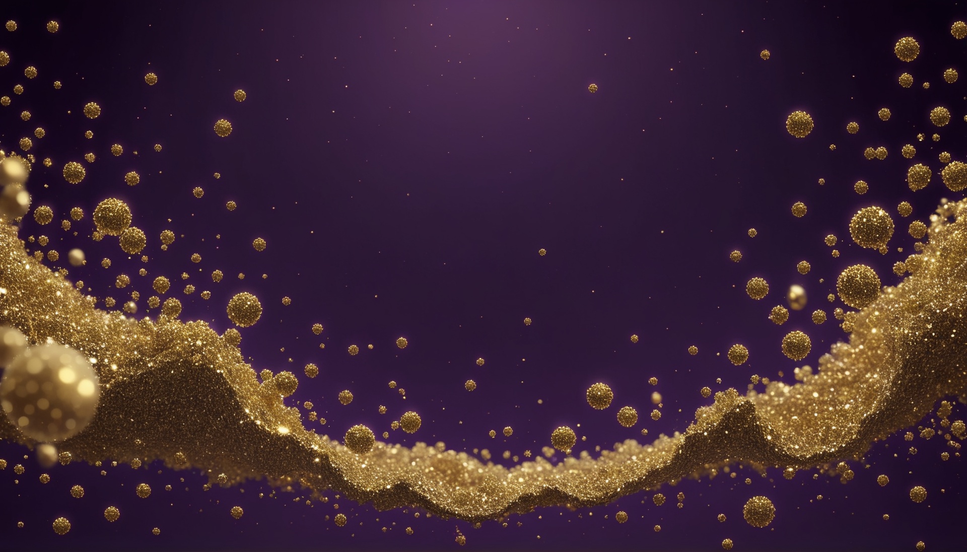 Gold glitter particles floating, deep purple background - Stable Diffusion Prompts 3440762696