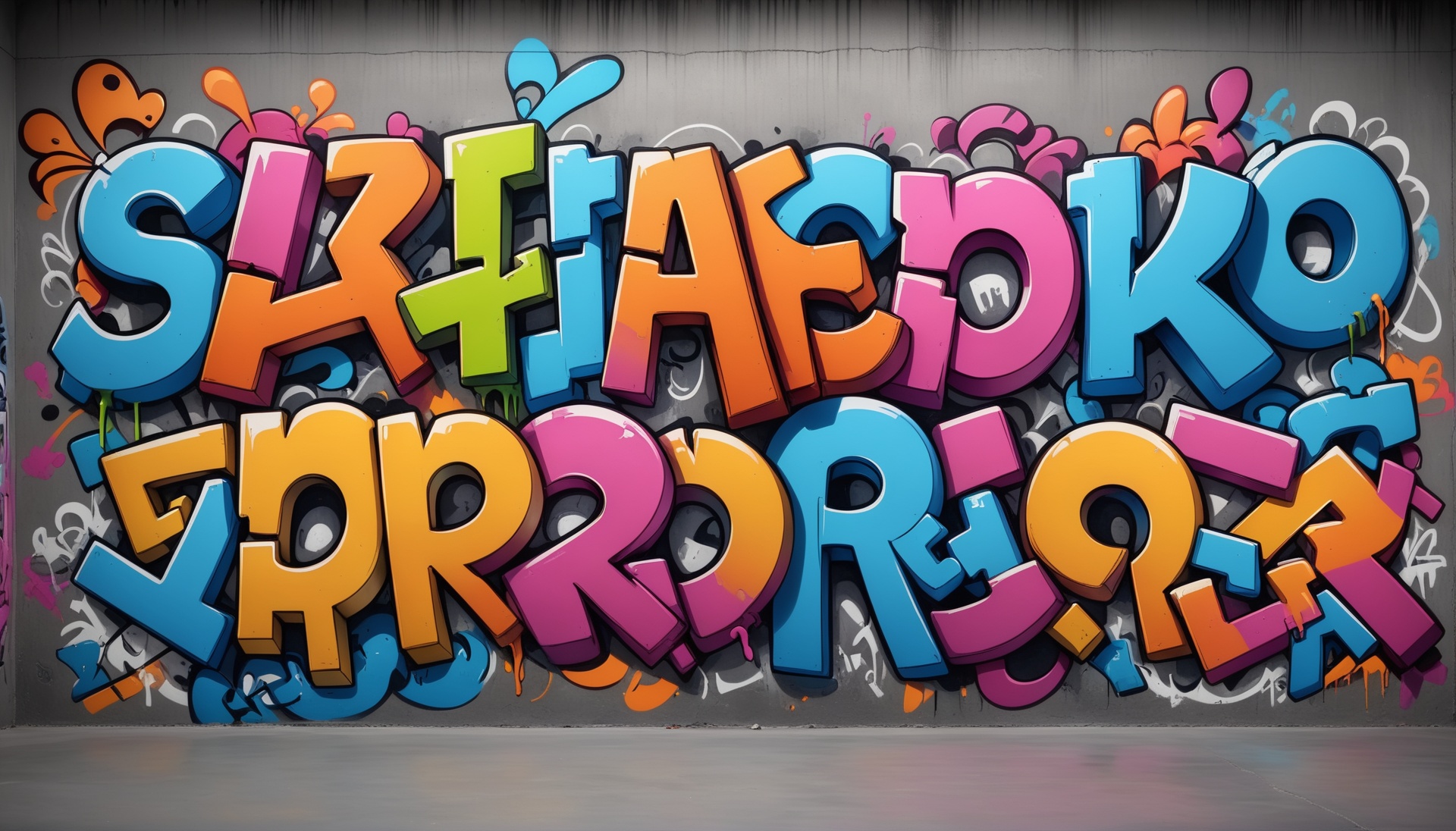 Colorful graffiti letters on concrete wall background - Stable ...