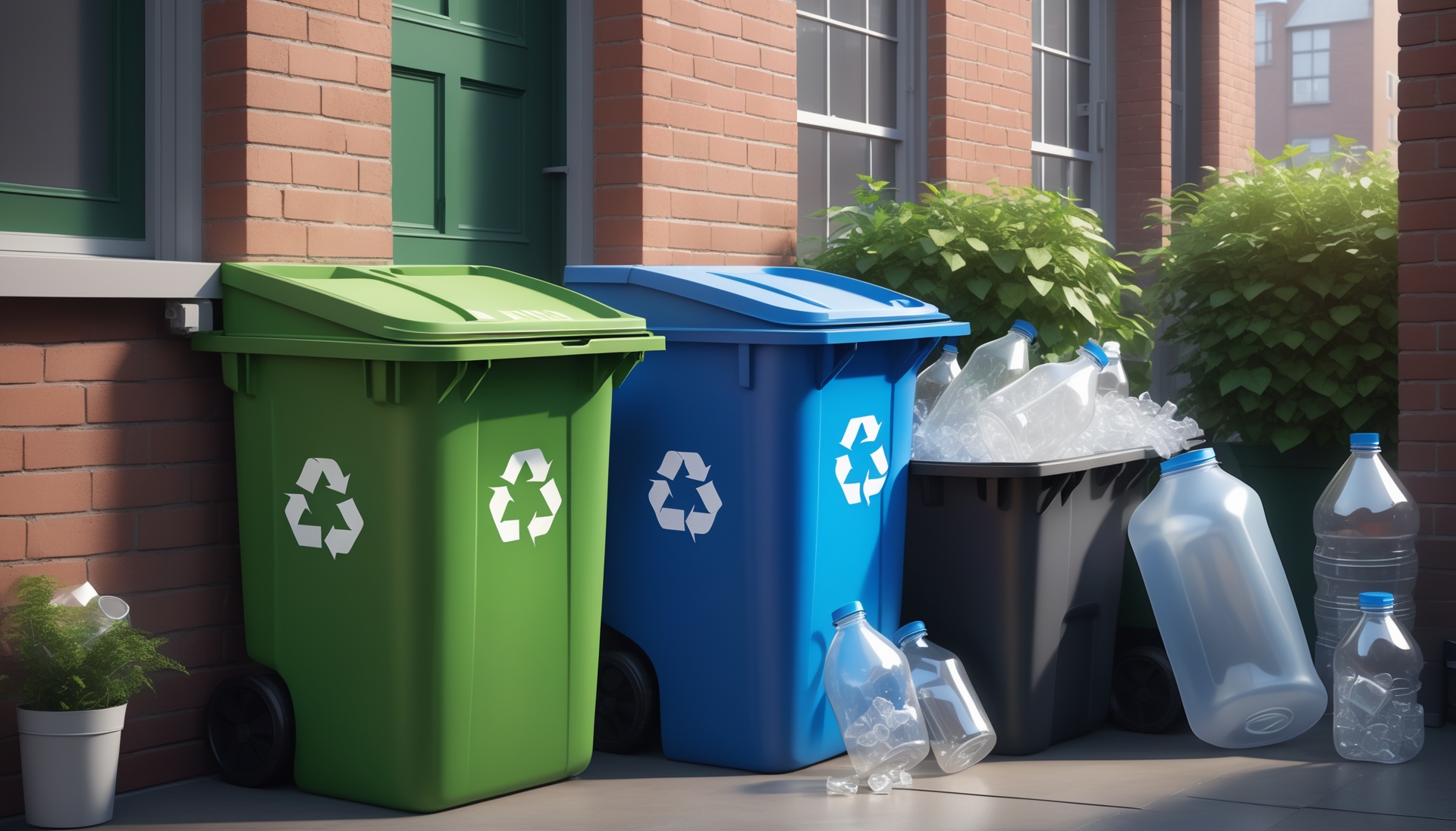 Sorting, plastic bottles, containers ,recycling, bins, reducing waste, landfills - Stable ...