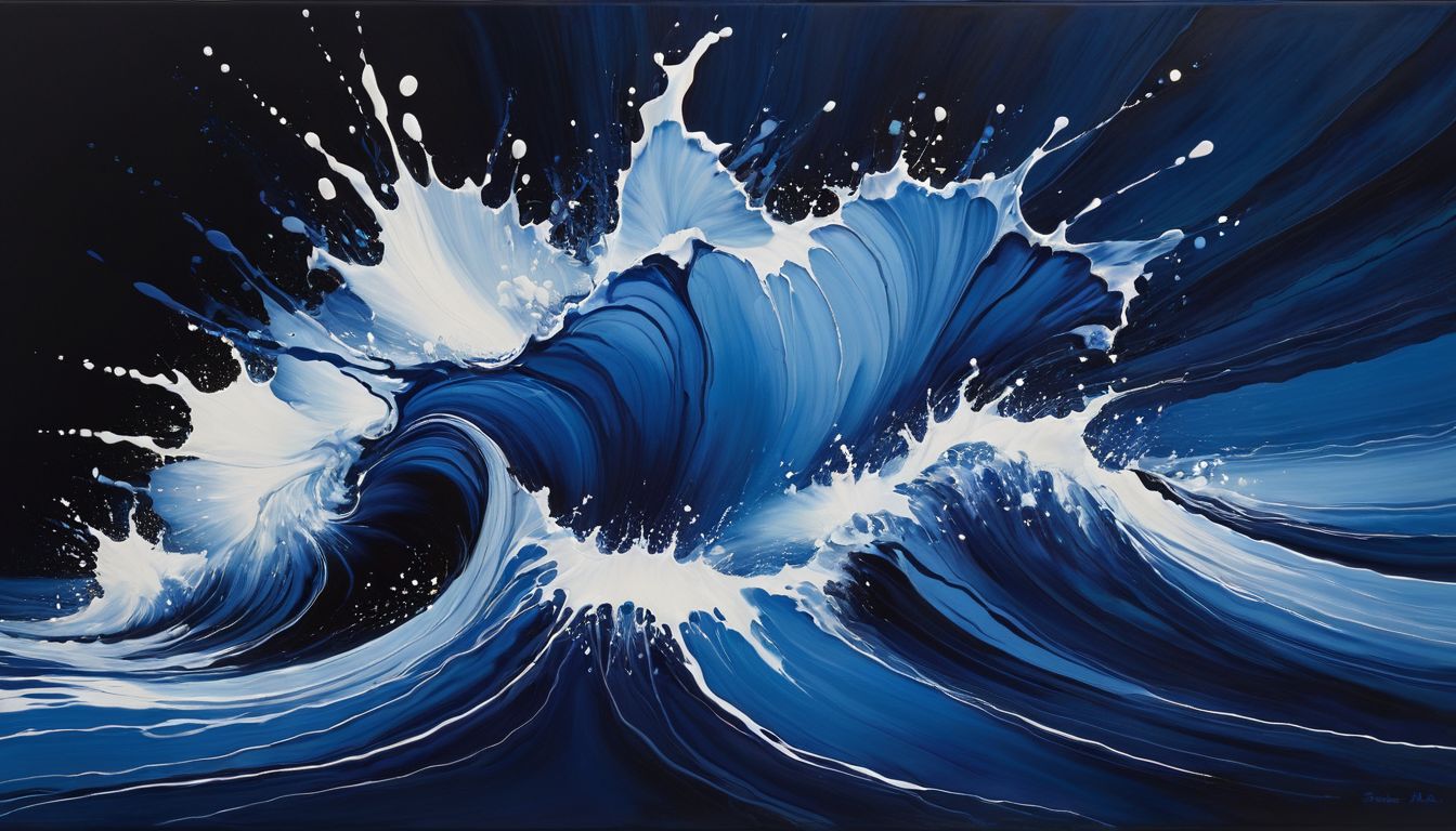 deep blue splash, reminiscent of the ocean, with lighter blue streaks ...