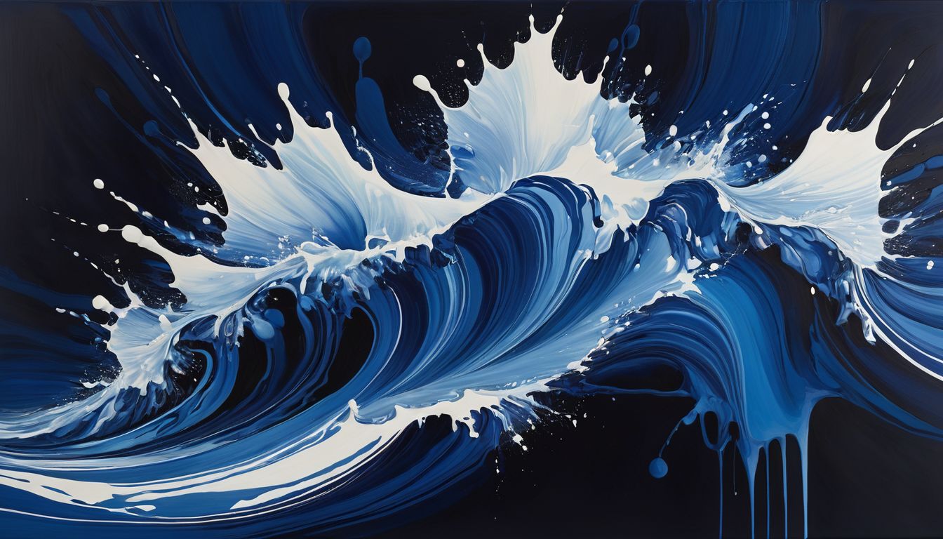 deep blue splash, reminiscent of the ocean, with lighter blue streaks ...