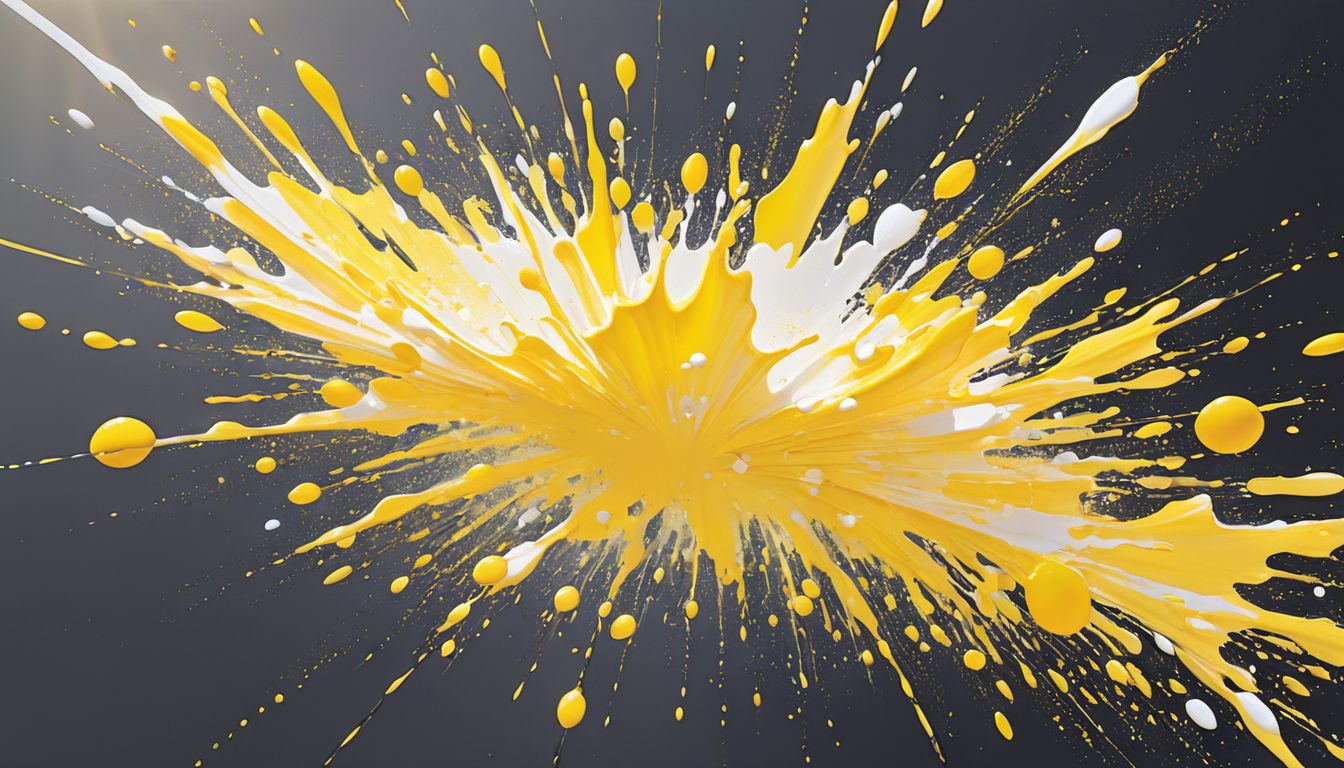 bright yellow splash, sun-like and radiant, with tiny specks of white ...