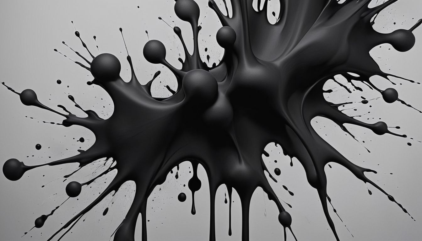 black splash, stark and bold, with gray undertones, resembling an ink ...