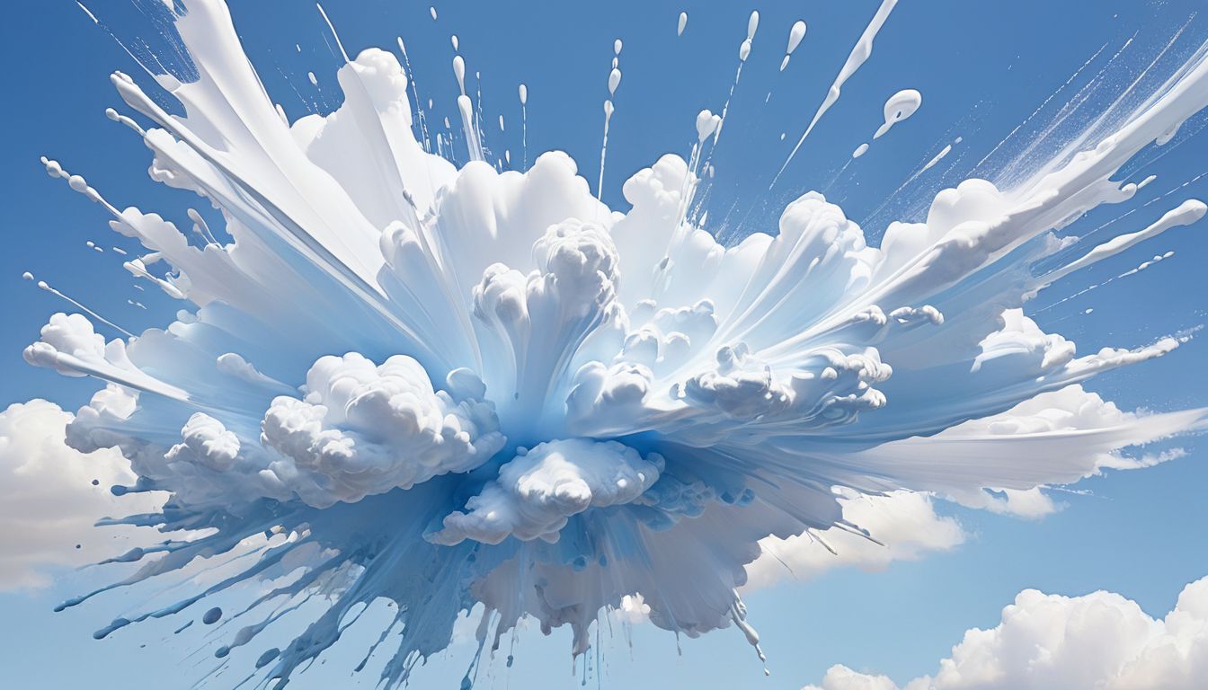 sky blue splash, light and airy, with streaks of white, resembling a ...
